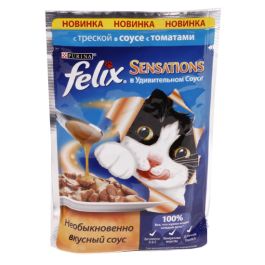 Buy Felix (Felix) Sensations Cod in sauce with tomatoes for cats 85g online