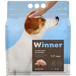 Buy WINNER dry food for adult dogs of small breeds chicken 3kg online