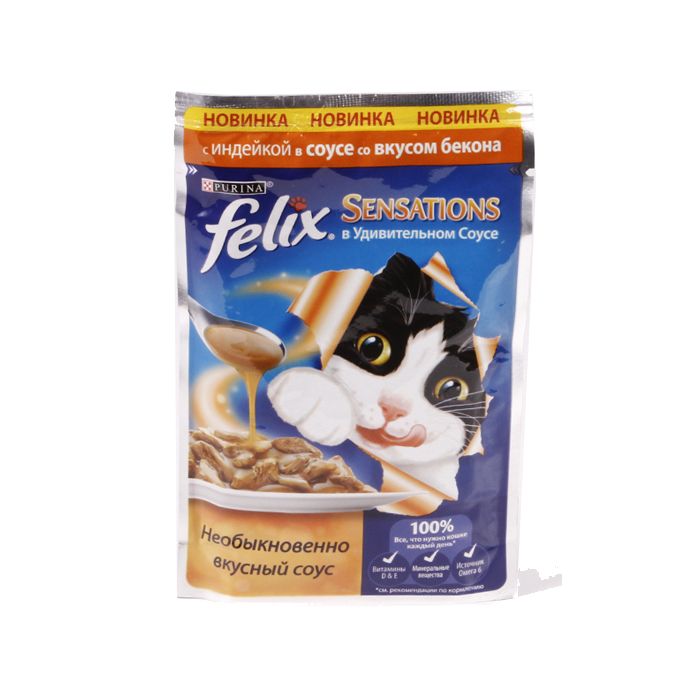 Buy Felix Sensations Turkey in sauce with bacon flavor for cats 85g online