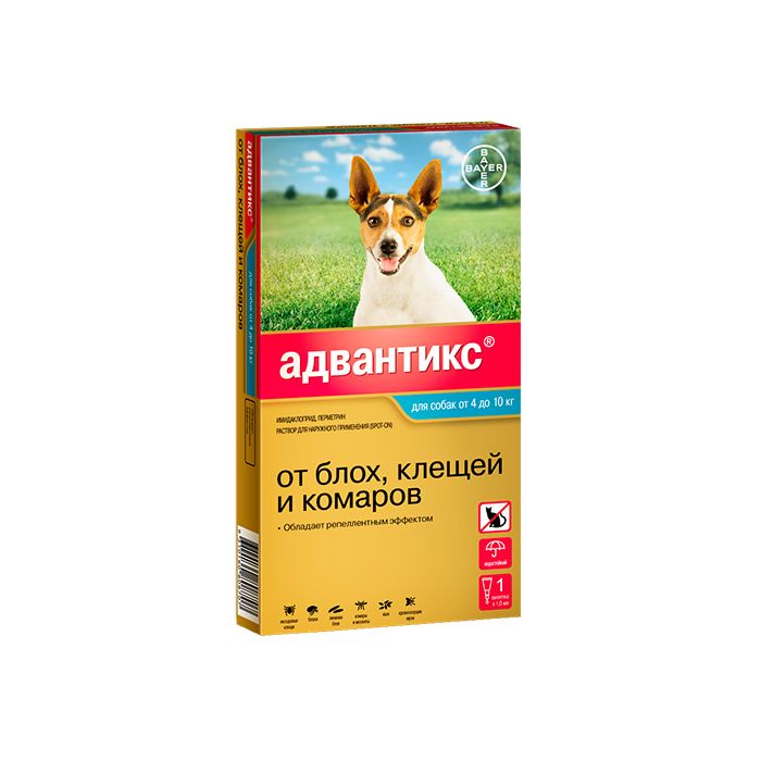 Buy Advantix 100 drops against fleas and ticks for dogs from 4 to 10 kg ...